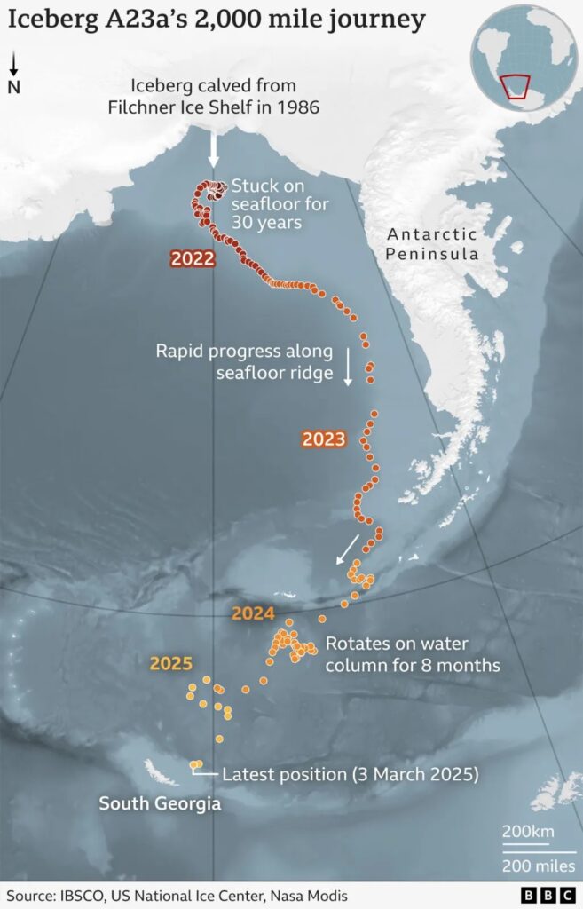 World's Largest Iceberg Runs Aground off Remote Island - The Middle Land